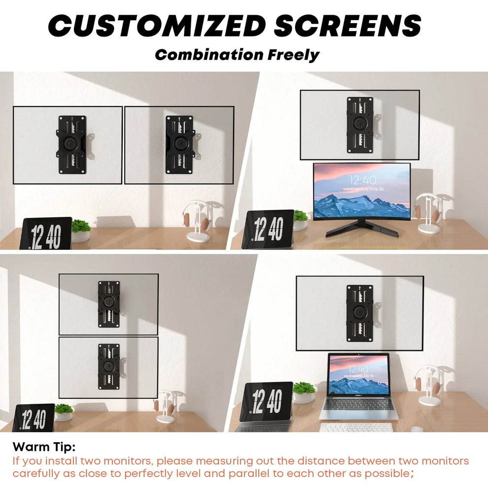 PUTORSEN Premium Height Adjustable Monitor Wall Mount up to 35 inch Ul