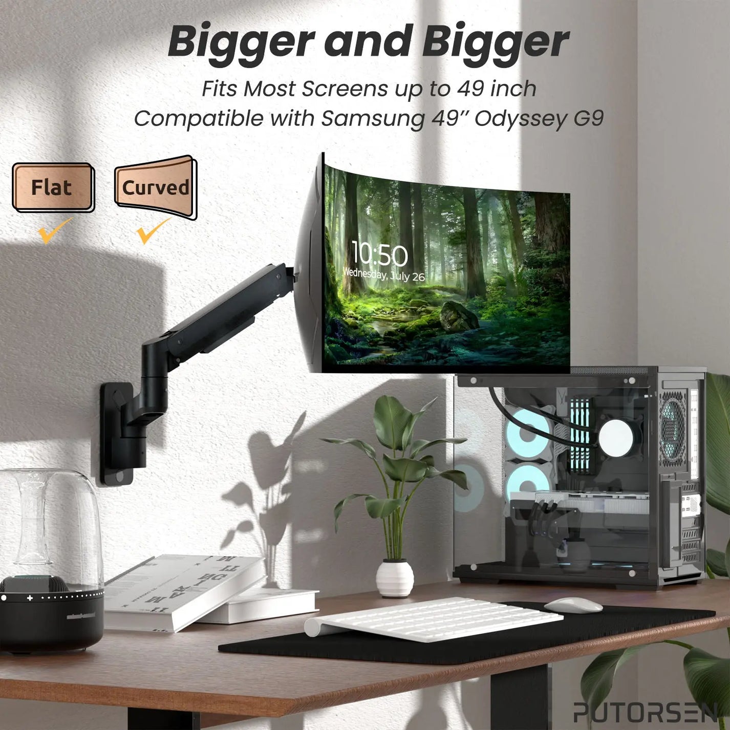 PUTORSEN 17-49 inch Premium Aluminum Heavy Duty Monitor Arm for Ultraw