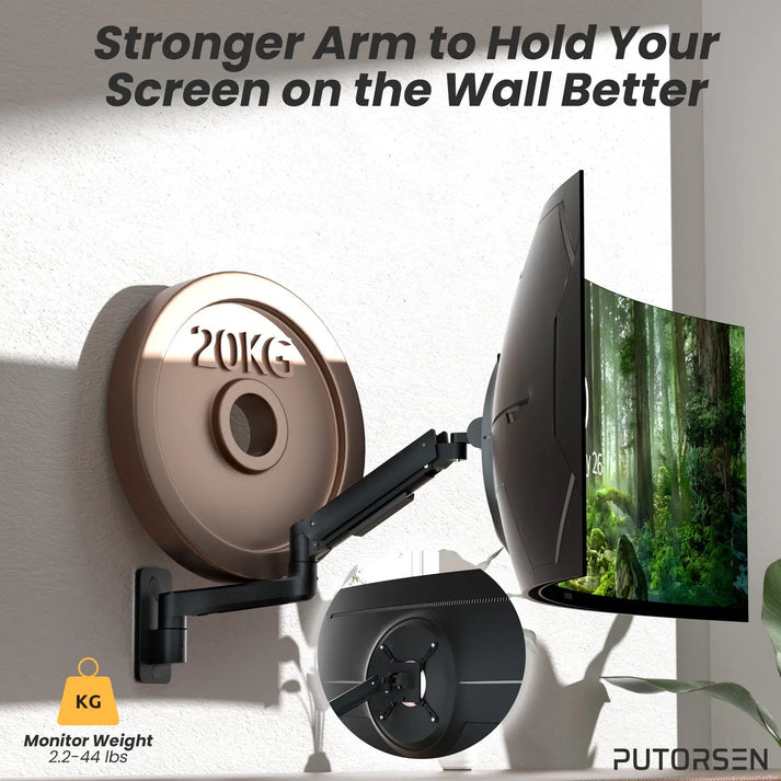 PUTORSEN 17-49 inch Premium Aluminum Heavy Duty Monitor Arm for Ultraw