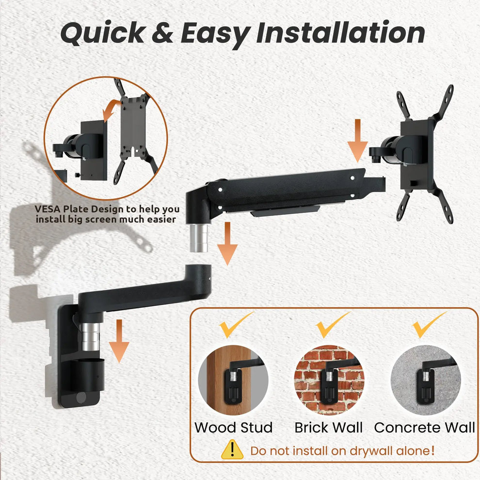 PUTORSEN 17-49 inch Premium Aluminum Heavy Duty Monitor Arm for Ultraw