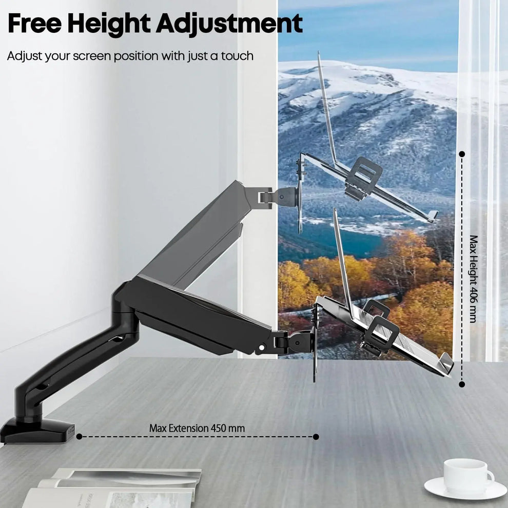PUTORSEN 2 in 1 Laptop Arm Mount for Desk, Fit 12-17'' Notebook & 17-3