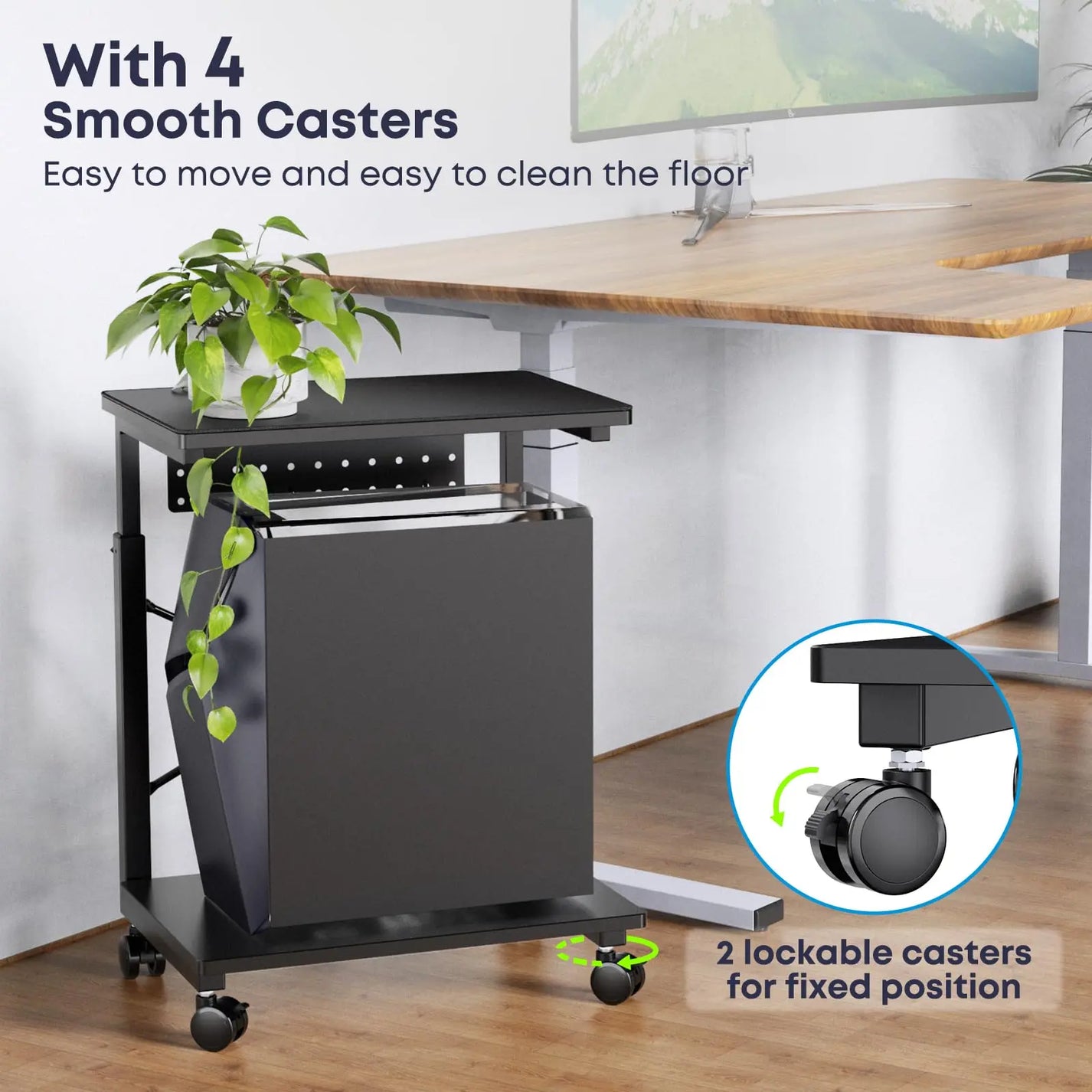 PUTORSEN PC Tower Stand, Height Adjustable Computer Tower Stand Under