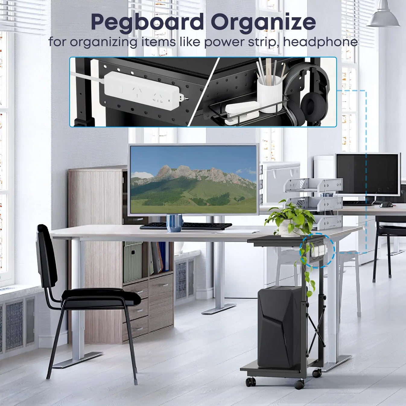 PUTORSEN PC Tower Stand, Height Adjustable Computer Tower Stand Under