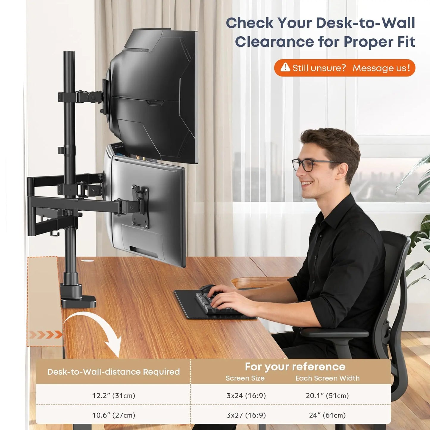 Quad Monitor Mount for up to 49 inch Ultrawides on Top and 27 inch Scr ...