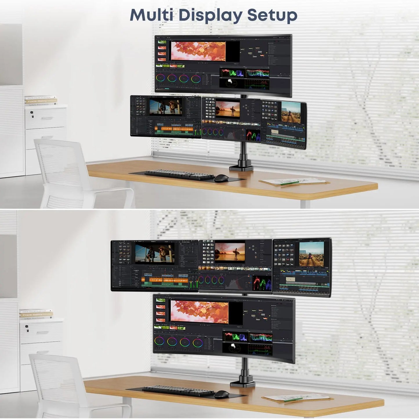 Quad Monitor Mount for up to 49 inch Ultrawides on Top and 27 inch Scr ...