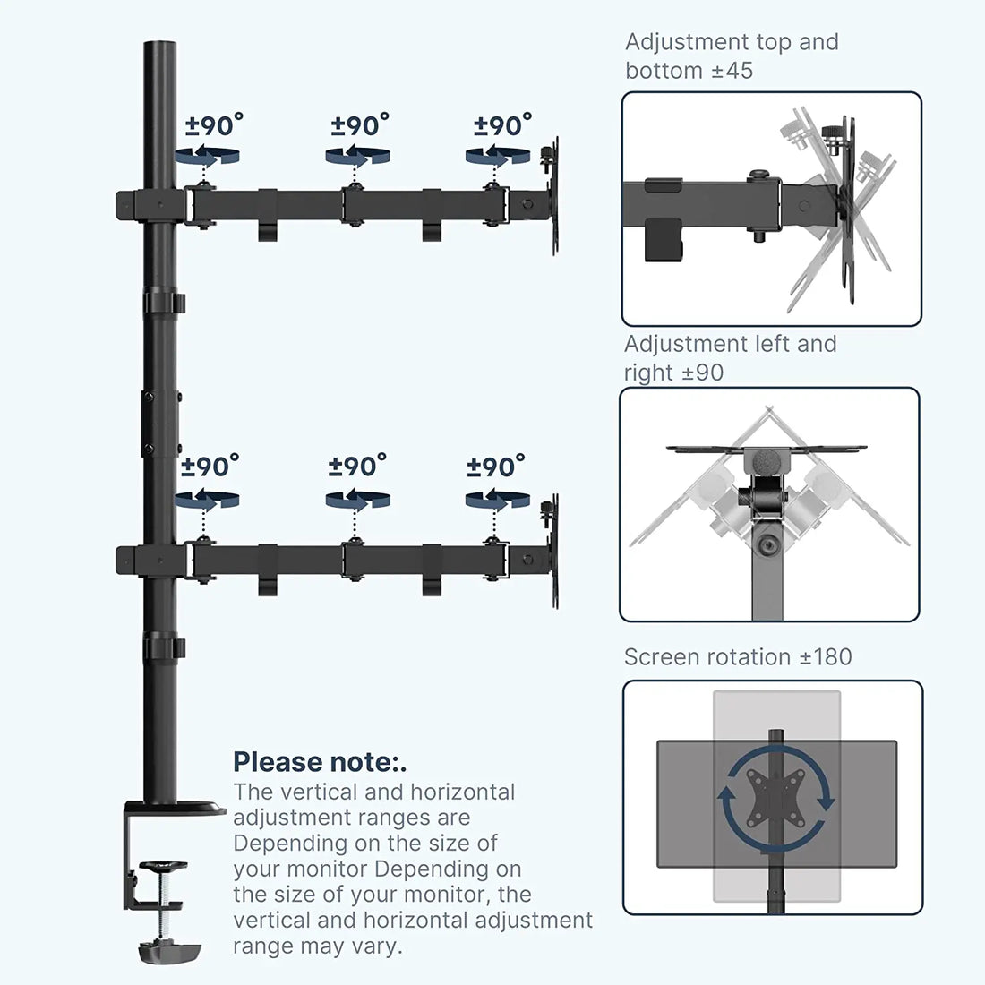 PUTORSEN Monitor Mount for 2 Monitors for Most 17 - 32 Inch Screens