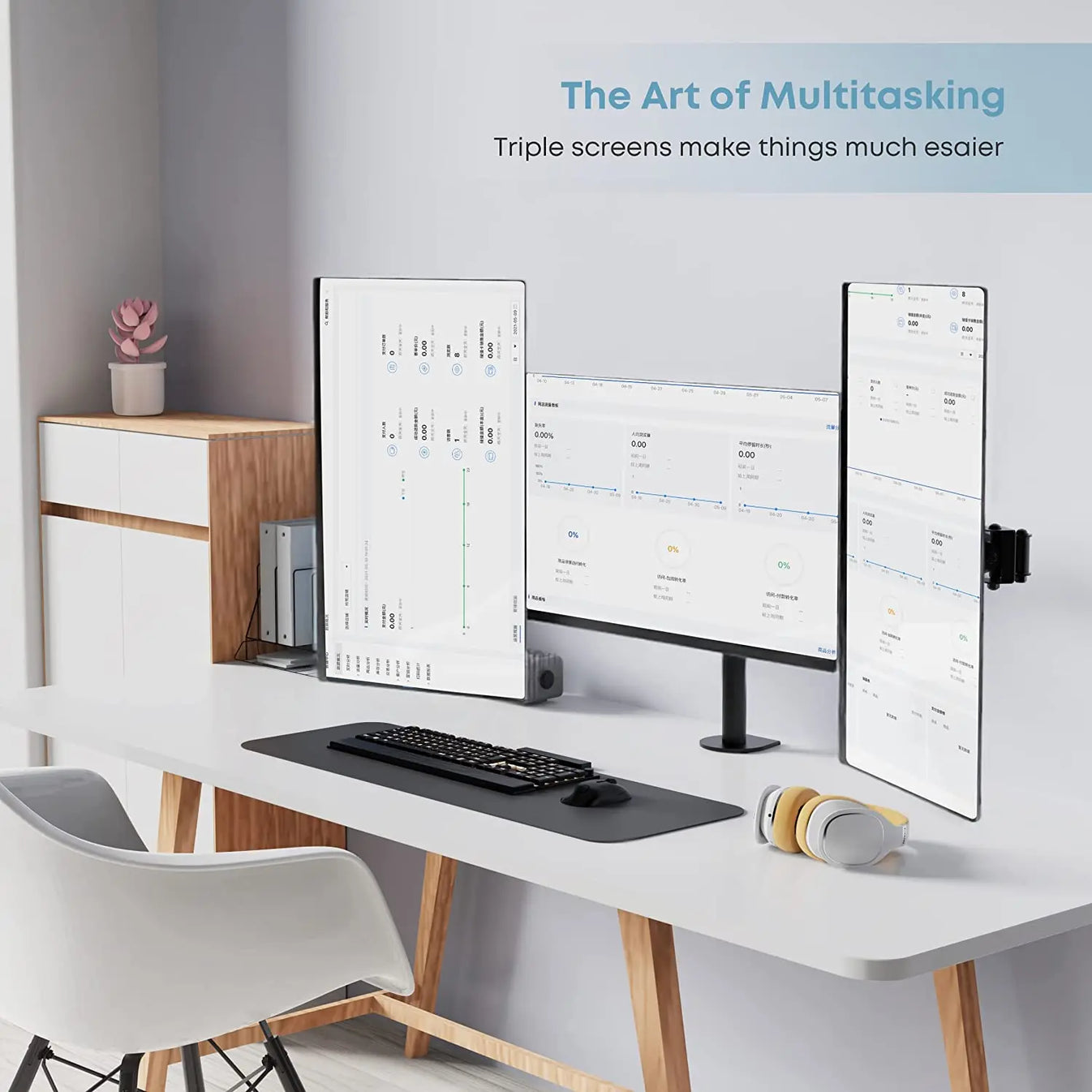 PUTORSEN Triple Monitor Mount for 13-27 LCD LED Screens